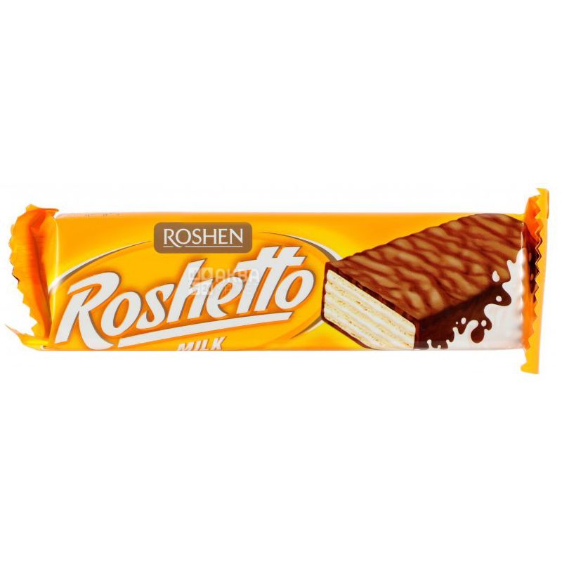 Roshen, 32 г, Вафельный батончик, Молочный шоколад, Roshettо - купить ...