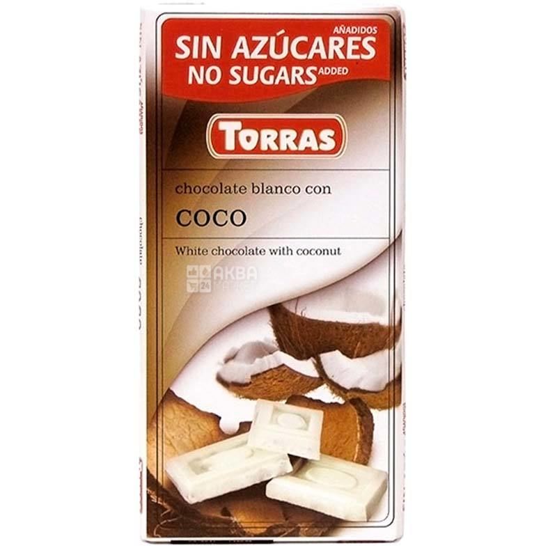 Buy Torras Chocolate Blanco con Coco, White Chocolate with Coconut ...