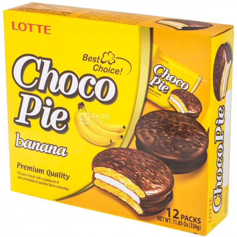 Buy Lotte Choco Pie banana, 336 g, Lotte Chocopai Banana Cookies with ...