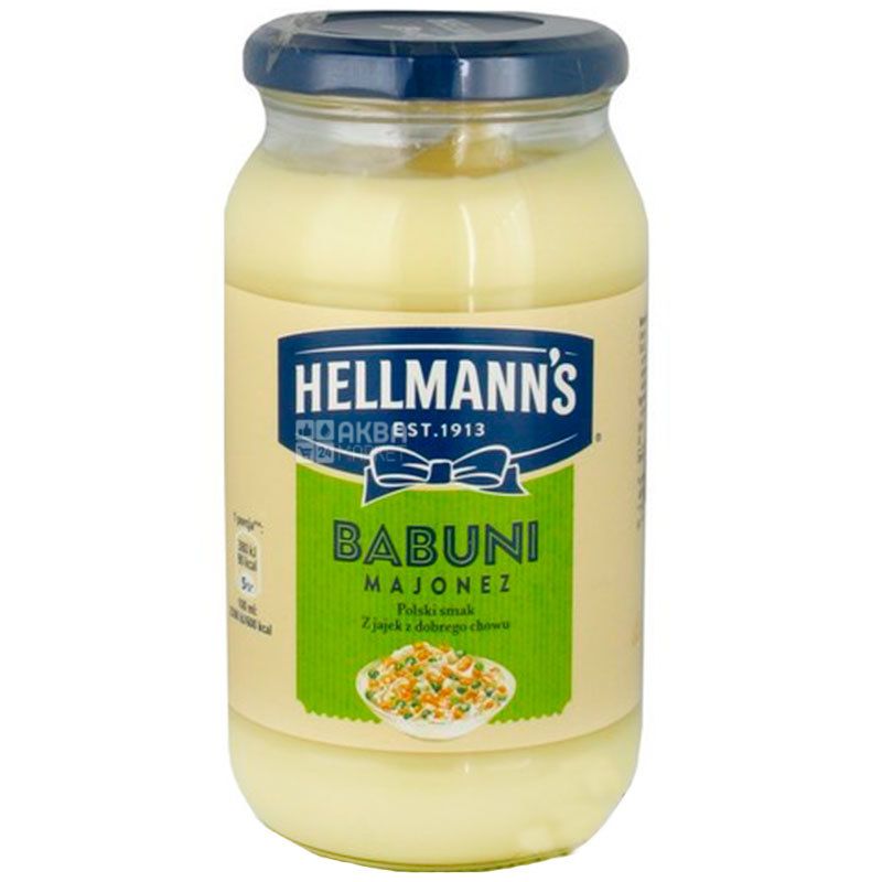 Hellmann's, Babuni, 420 мл, Майонез Хелманс, Бабушкин, 65 %, стекло ...