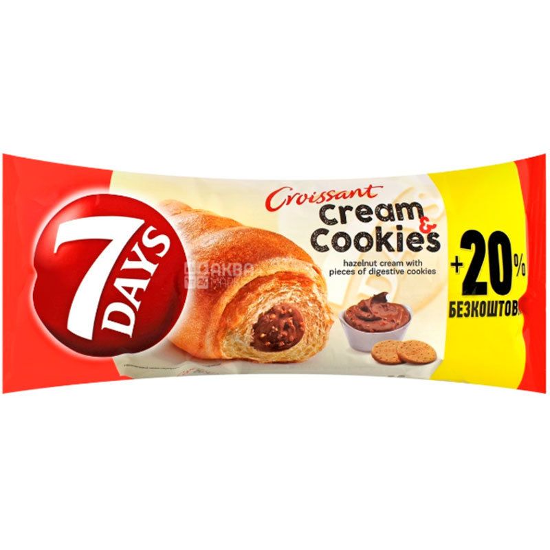 Buy 7 Days, 110 g, Croissant with hazelnut cream and cookies with ...