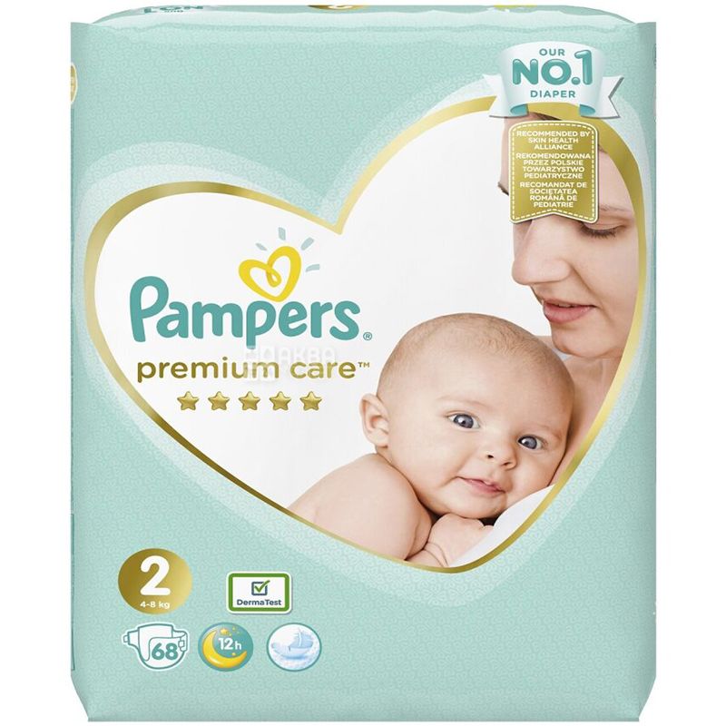Pampers Premium Care, 80 шт., Памперс, Підгузки-трусики, Розмір 2, 3-6 ...