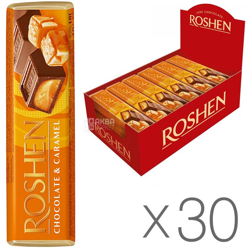 Roshen, Bar with caramel filling, Packaging 30 pcs. on 40 g, cardboard ...