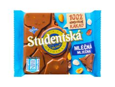 Studentska, 90 g, Milk chocolate with peanuts, jelly pieces and raisins ...